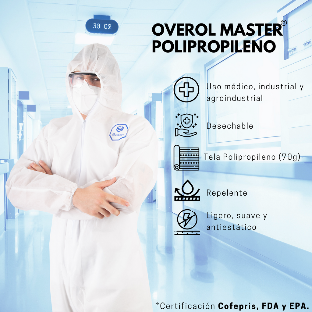 Overol Desechable Blanco Grado Hospitalario | Overol Master – Overol ...