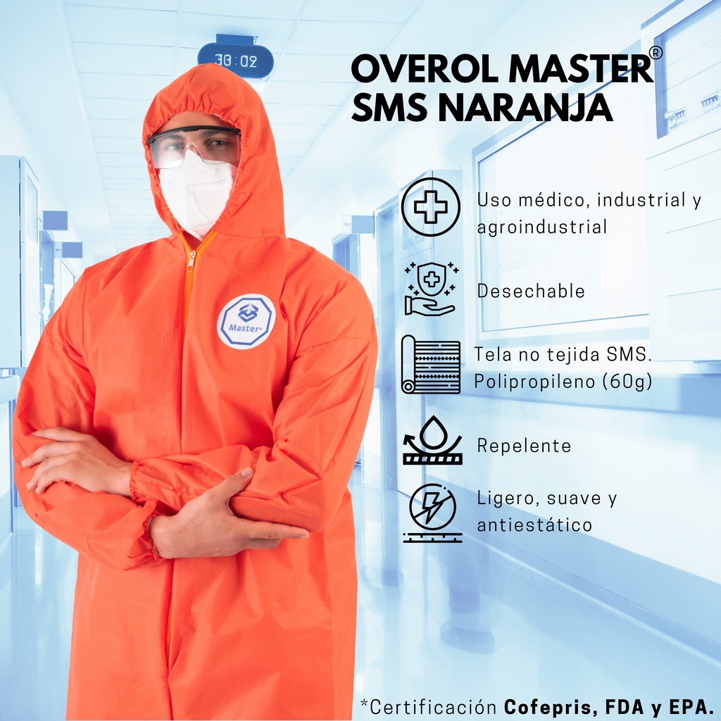 Overol Desechable Naranja Grado Hospitalario | Overol Master – Overol ...